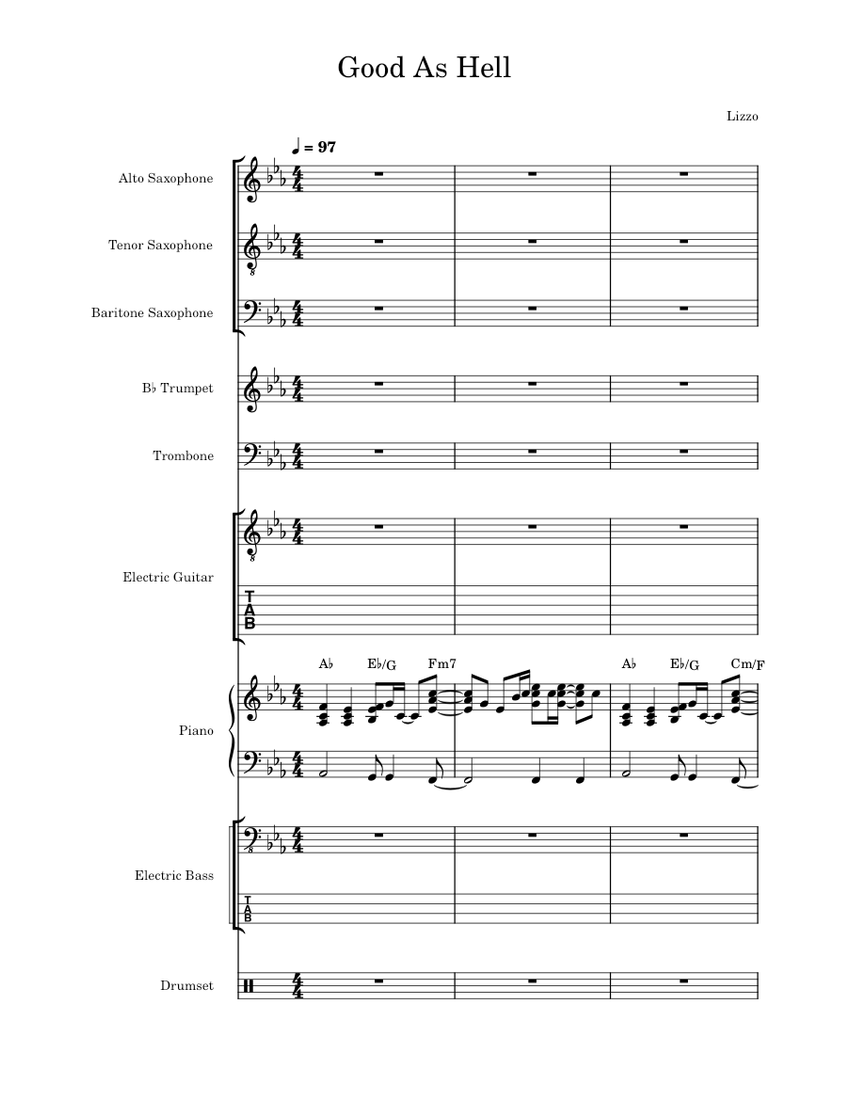 Good as hell – Lizzo Good As Hell Sheet Music for Piano, Trombone ...