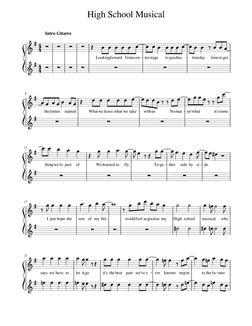 High School Musical - High School Musical Cast Sheet Music for Piano ...