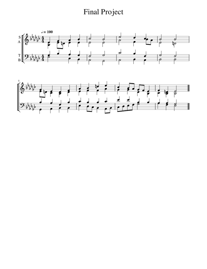 Final Project X Sheet music for Female, Male (Choral) | Musescore.com