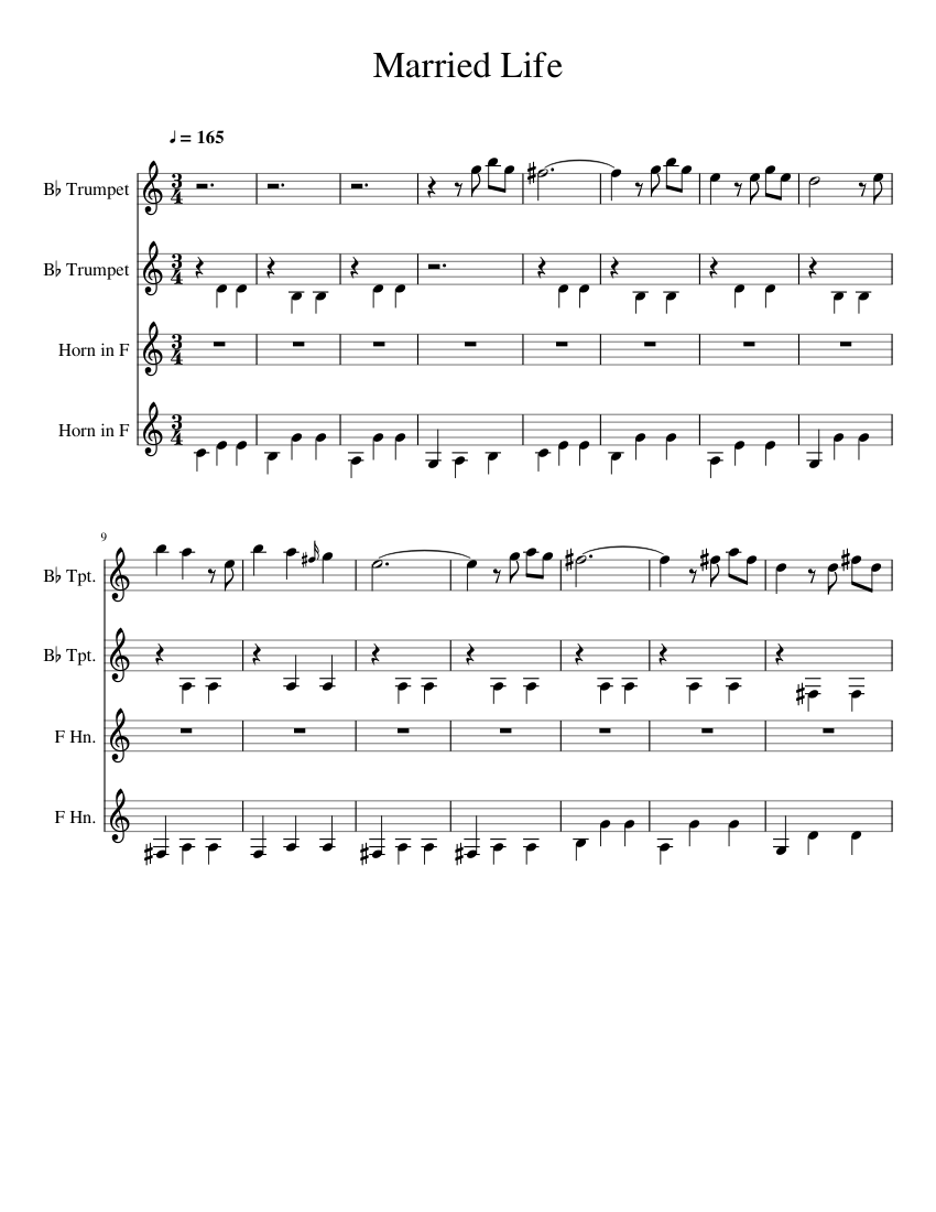 Married Life Sheet Music for Trumpet in b-flat, French horn (Mixed ...