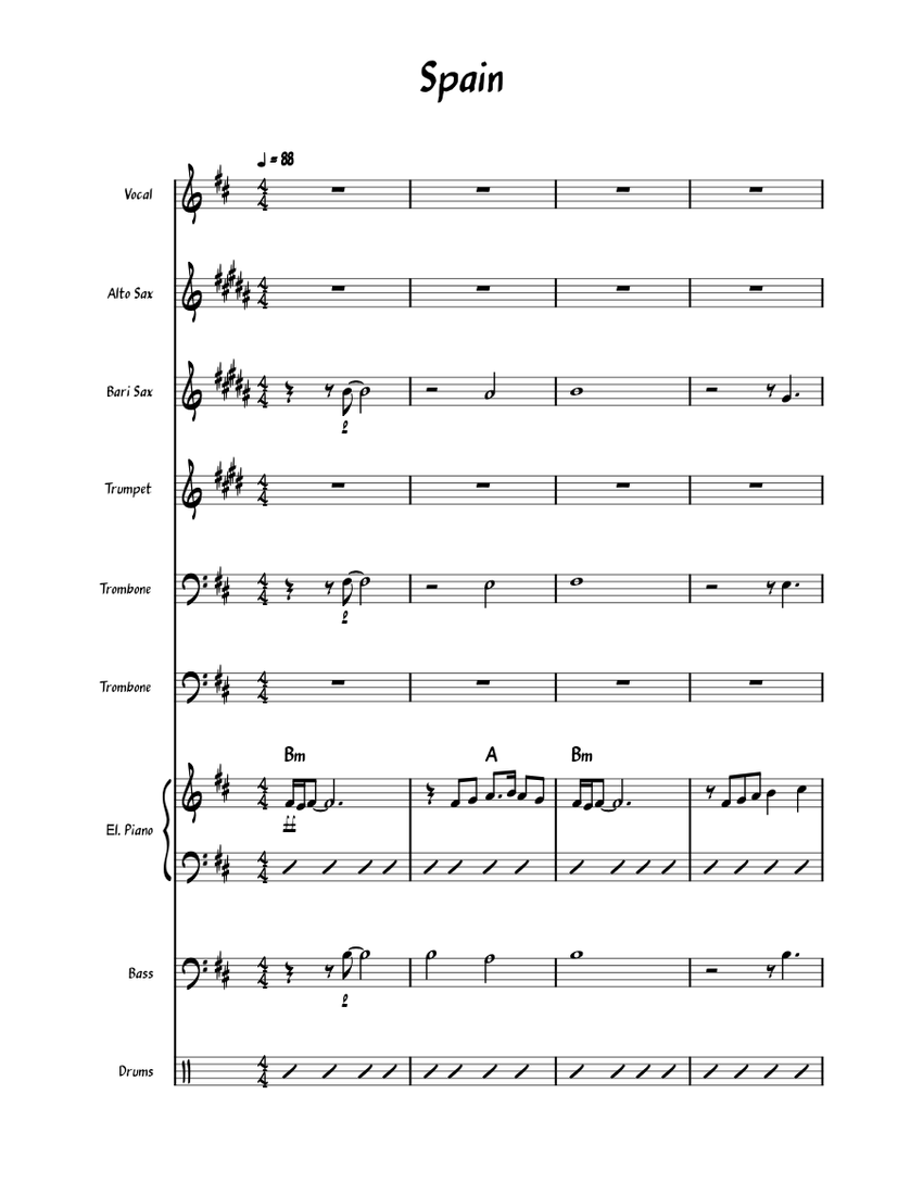 Spain – Chick Corea Spain Sheet Music for Piano, Trombone, Female ...
