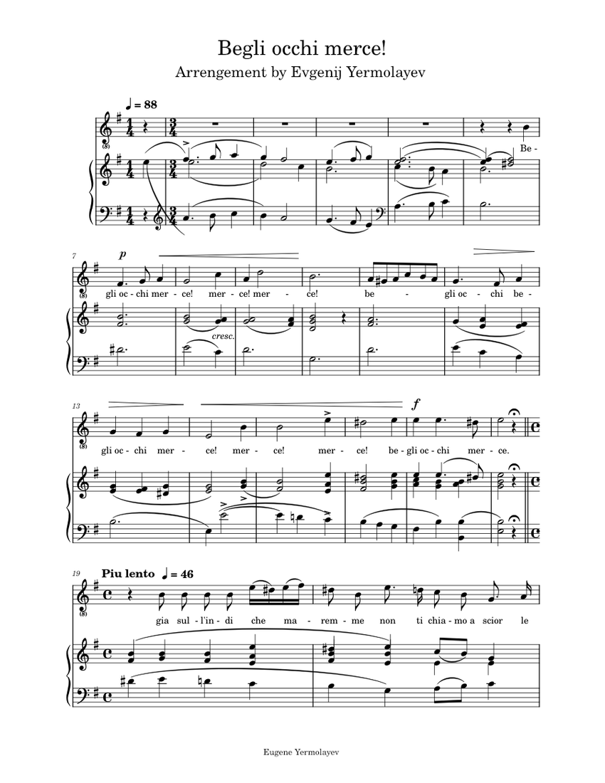 Begl' occhi mercè! – Antonio Francesco Tenaglia - Begli occhi merce ...