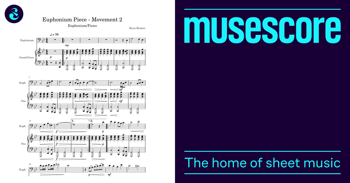 Euphonium Piece - Movement 2 Sheet Music for Piano, Tuba (Solo ...