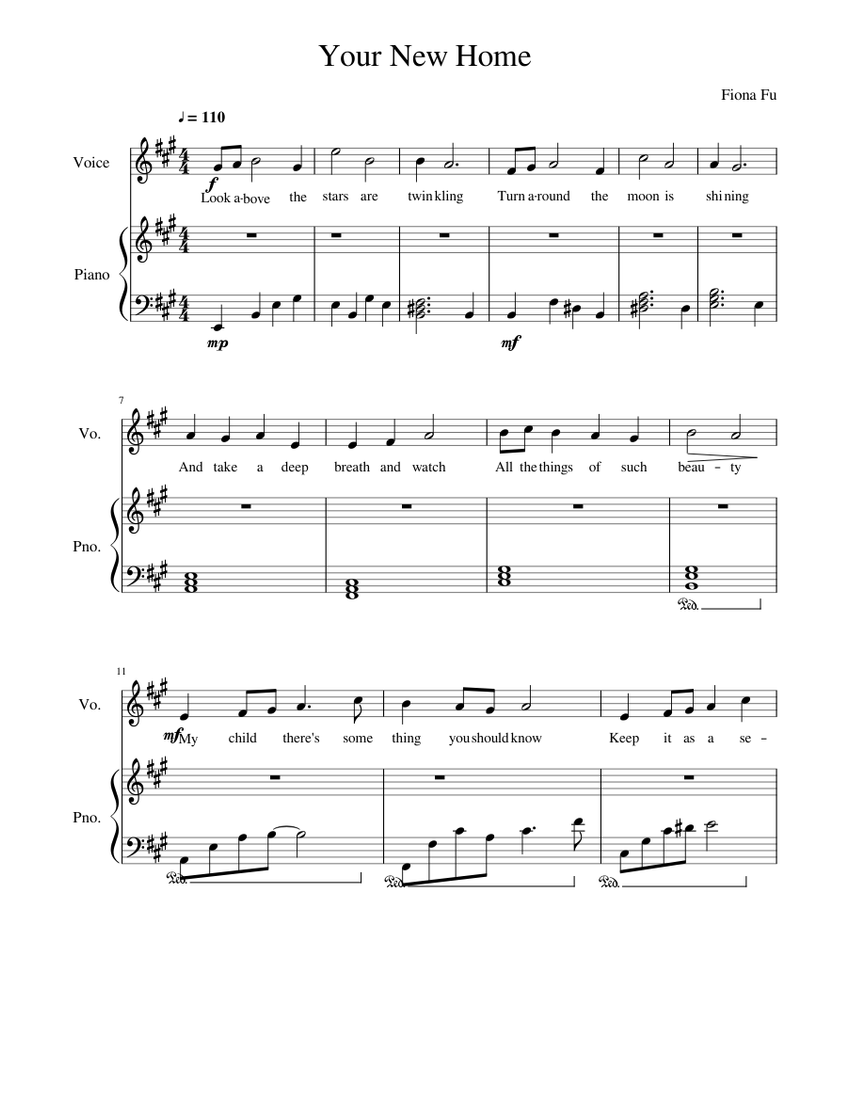 Your New Home Sheet Music for Piano, Vocals (Piano-Voice) | MuseScore.com