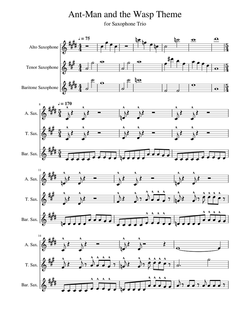 Ant-Man_and_the_Wasp_Theme Sheet Music for Saxophone alto, Saxophone ...