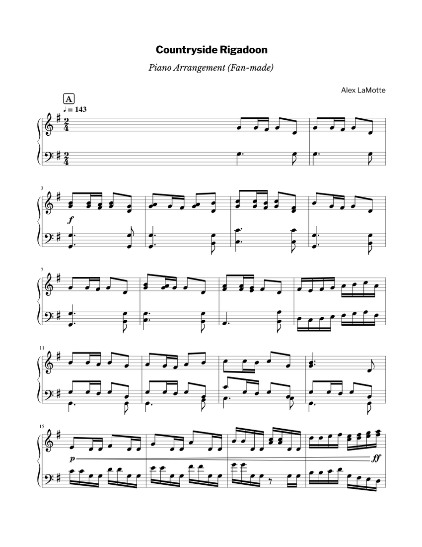 Countryside Rigadoon - Alex LaMotte Sheet Music for Piano (Solo ...