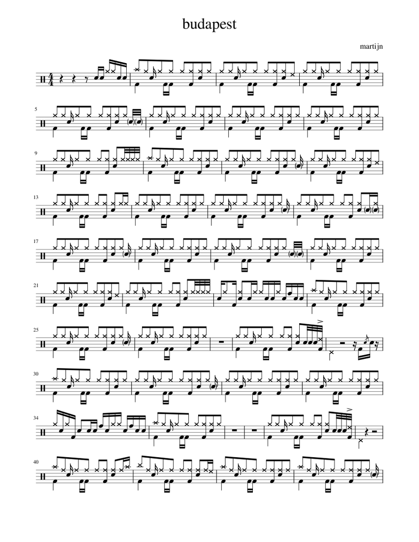 budapest Sheet Music for Drum group (Solo) | MuseScore.com