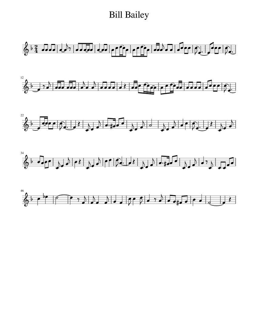 Bill Bailey Sheet Music for Piano (Solo) Easy | MuseScore.com
