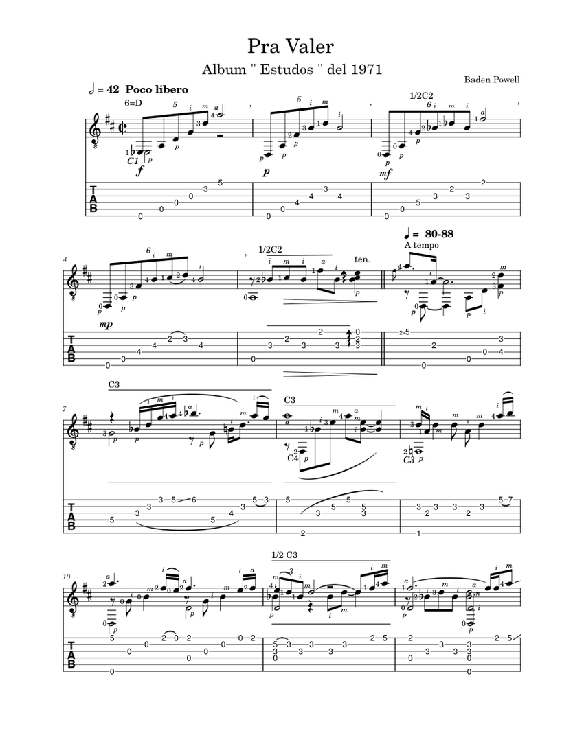 Pra Valer Sheet Music for Guitar (Solo) | MuseScore.com