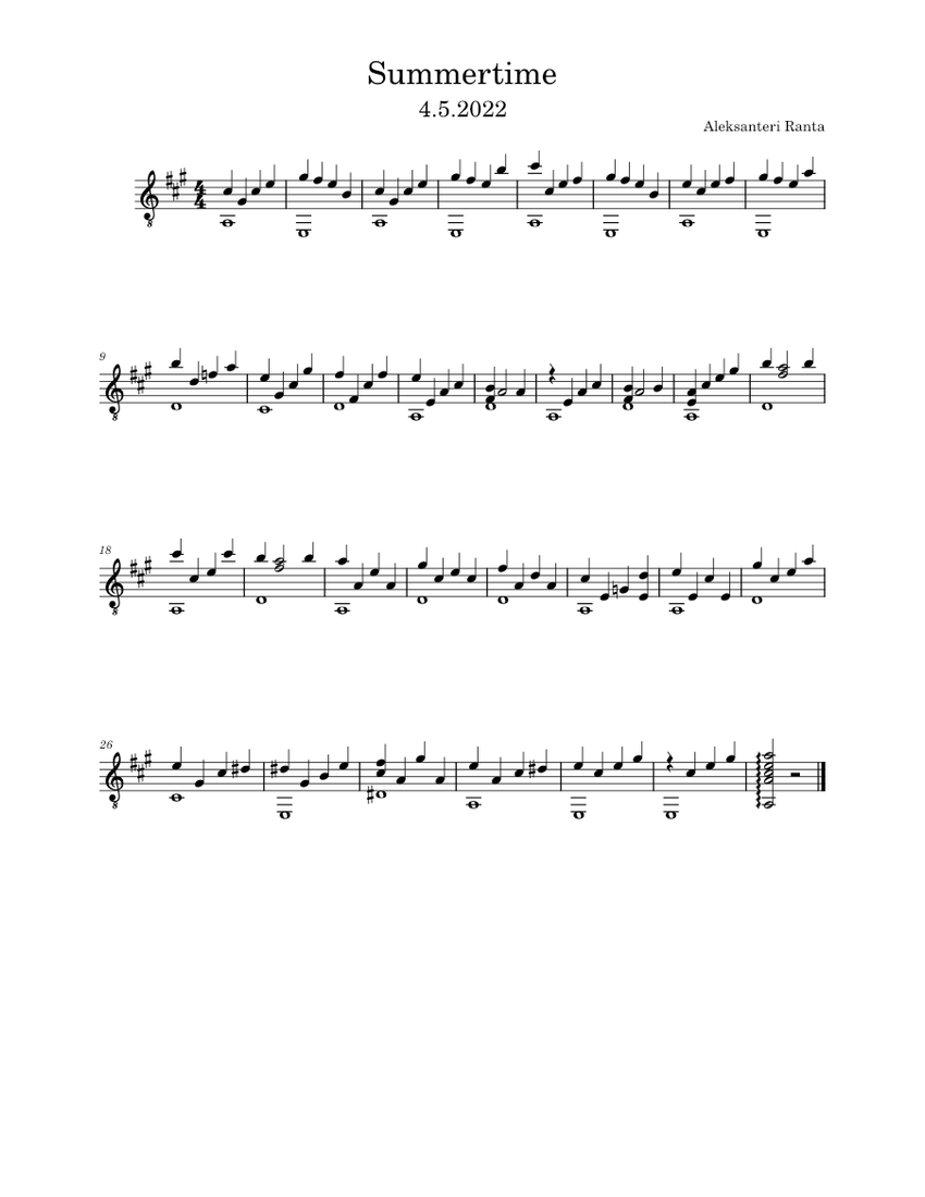 Summertime Sheet music for Guitar (Solo) | Musescore.com
