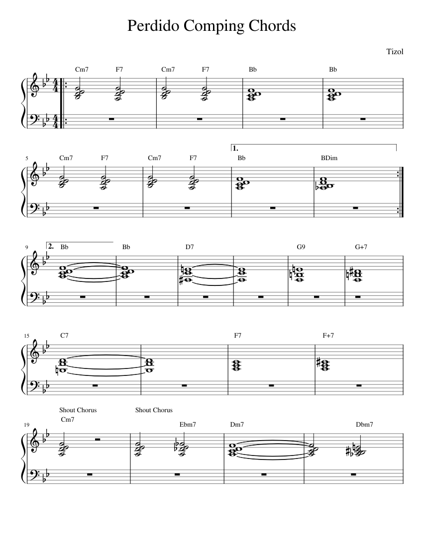 Perdido_Comping_Chords Sheet music for Piano (Solo) Easy | Musescore.com