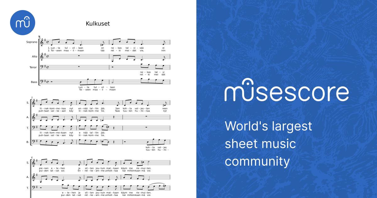 Kulkuset Sheet music for Bass guitar, Synthesizer (Mixed Quartet ...