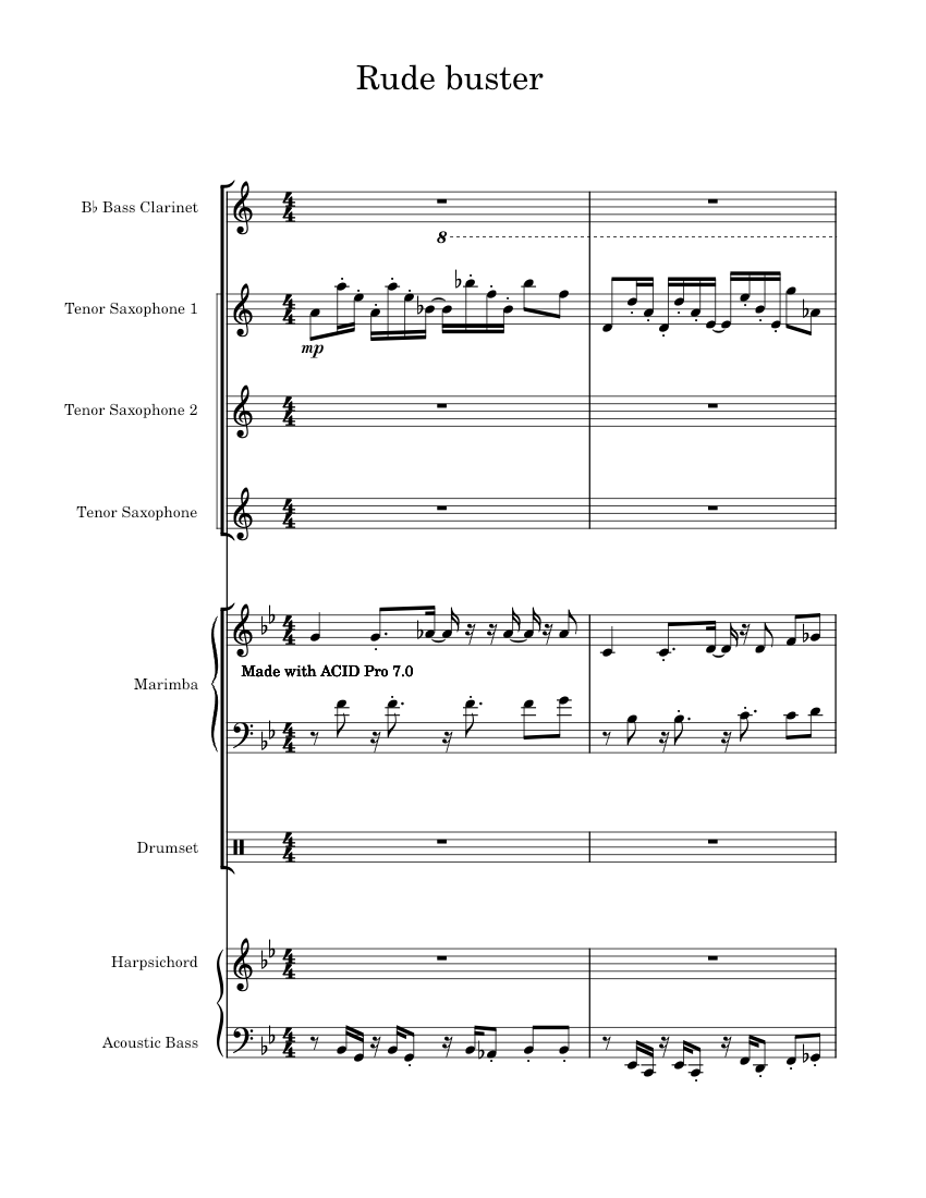 Rude Buster but J A Z Z Sheet music for Harpsichord, Clarinet bass ...