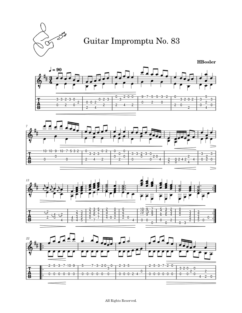 Guitar Impromptu No. 83 - HBosler Sheet music for Guitar (Solo ...