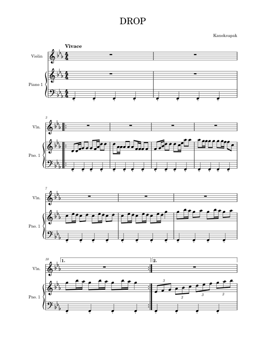 DROP Sheet Music for Piano, Violin (Solo) | MuseScore.com