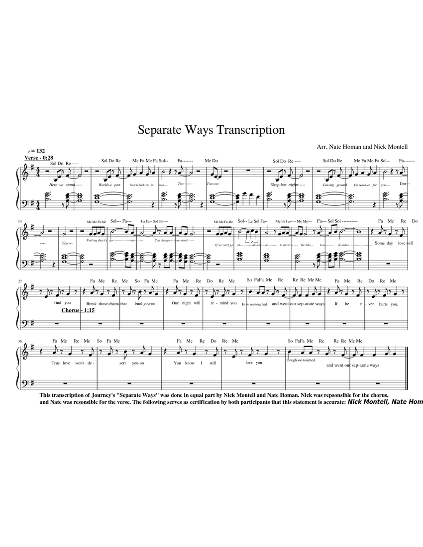 Separate_Ways_Transcription Sheet music for Piano (Solo) | Musescore.com