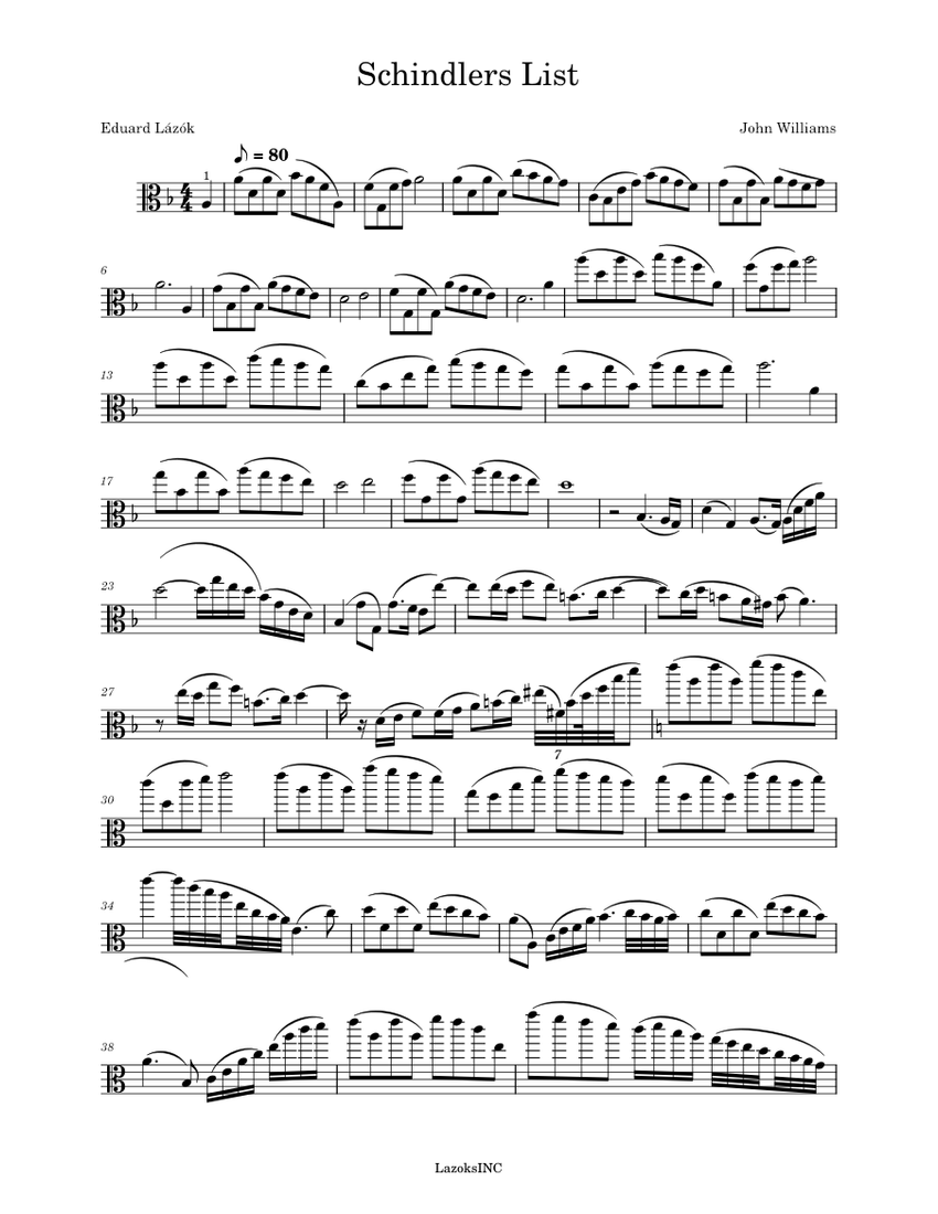 Schindlerslist John Williams Schindlers List Sheet Music For Violin