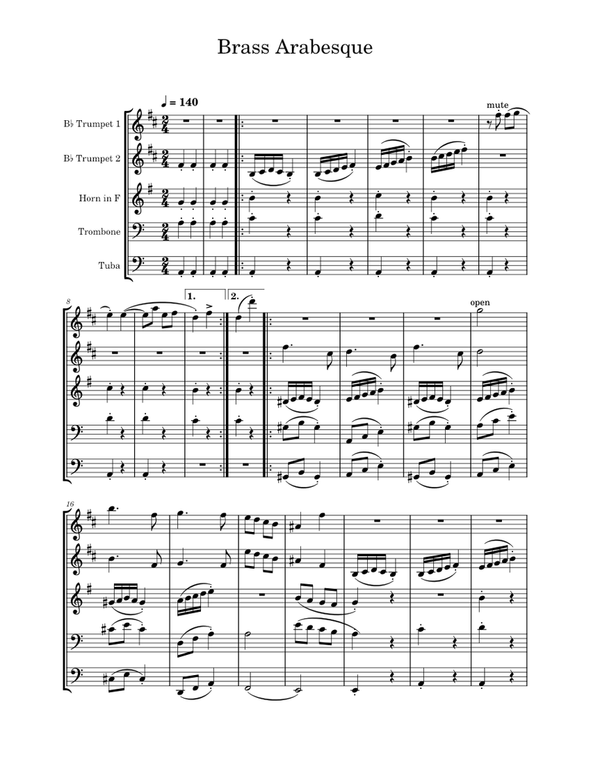 Brass_Arabesque Sheet music for Trombone, Tuba, Trumpet in b-flat ...