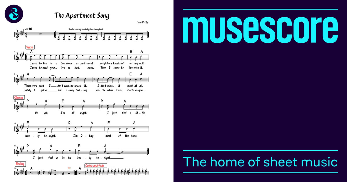 The Apartment Song (Lead sheet with lyrics and accompaniment ) Sheet ...