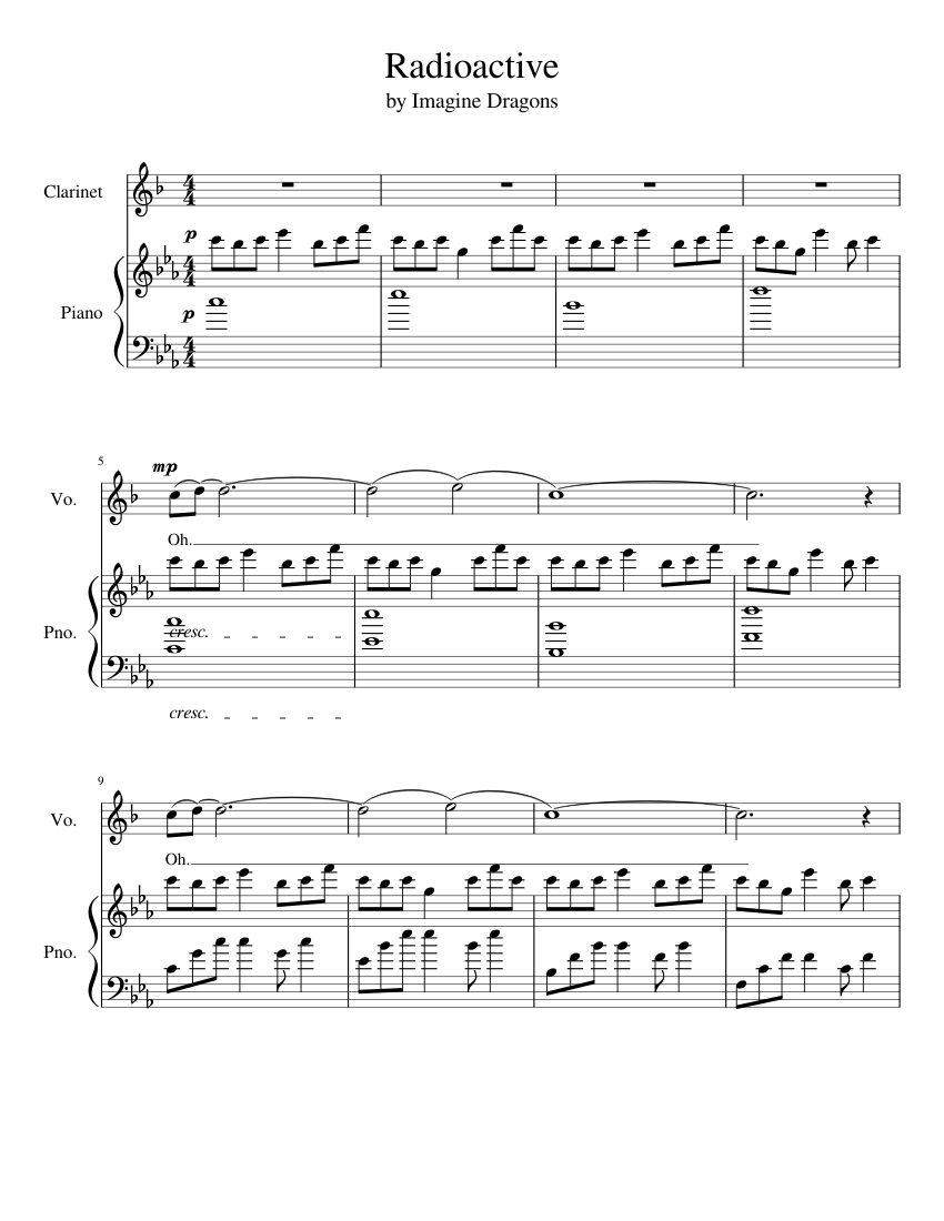 Radioactive Sheet music for Piano, Vocals (Piano-Voice) | Musescore.com