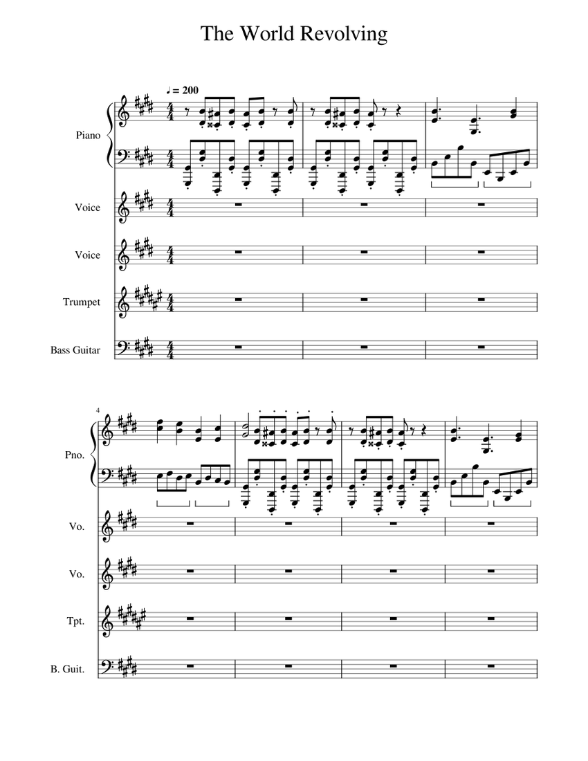 The World Revolving Sheet music for Piano, Vocals, Bass guitar, Trumpet ...