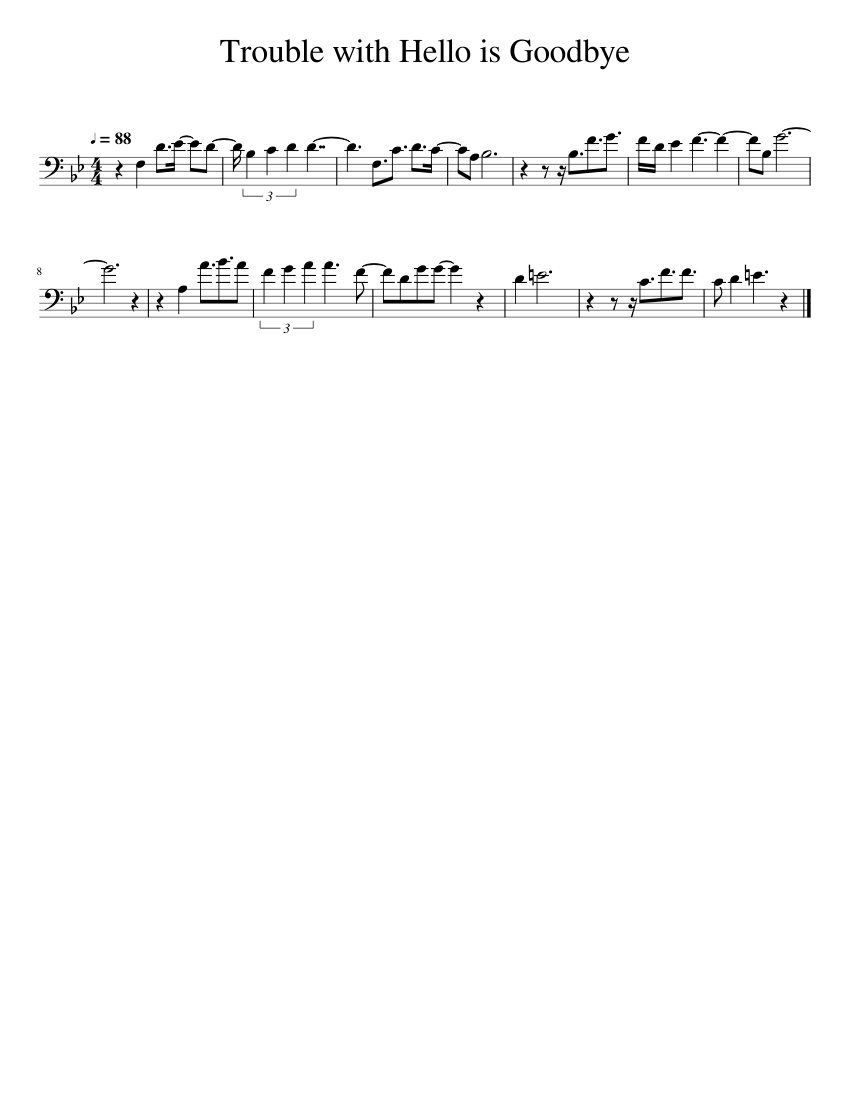 Trouble_with_Hello_is_Goodbye Sheet music for Trombone (Solo ...
