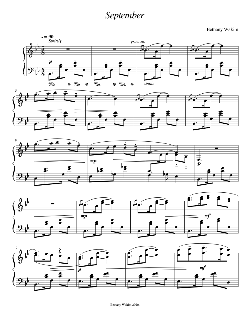 September Sheet music for Piano (Solo) | Musescore.com