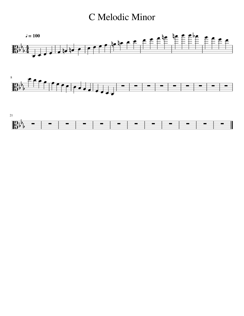 C Melodic Minor Sheet Music for Viola (Solo) | MuseScore.com