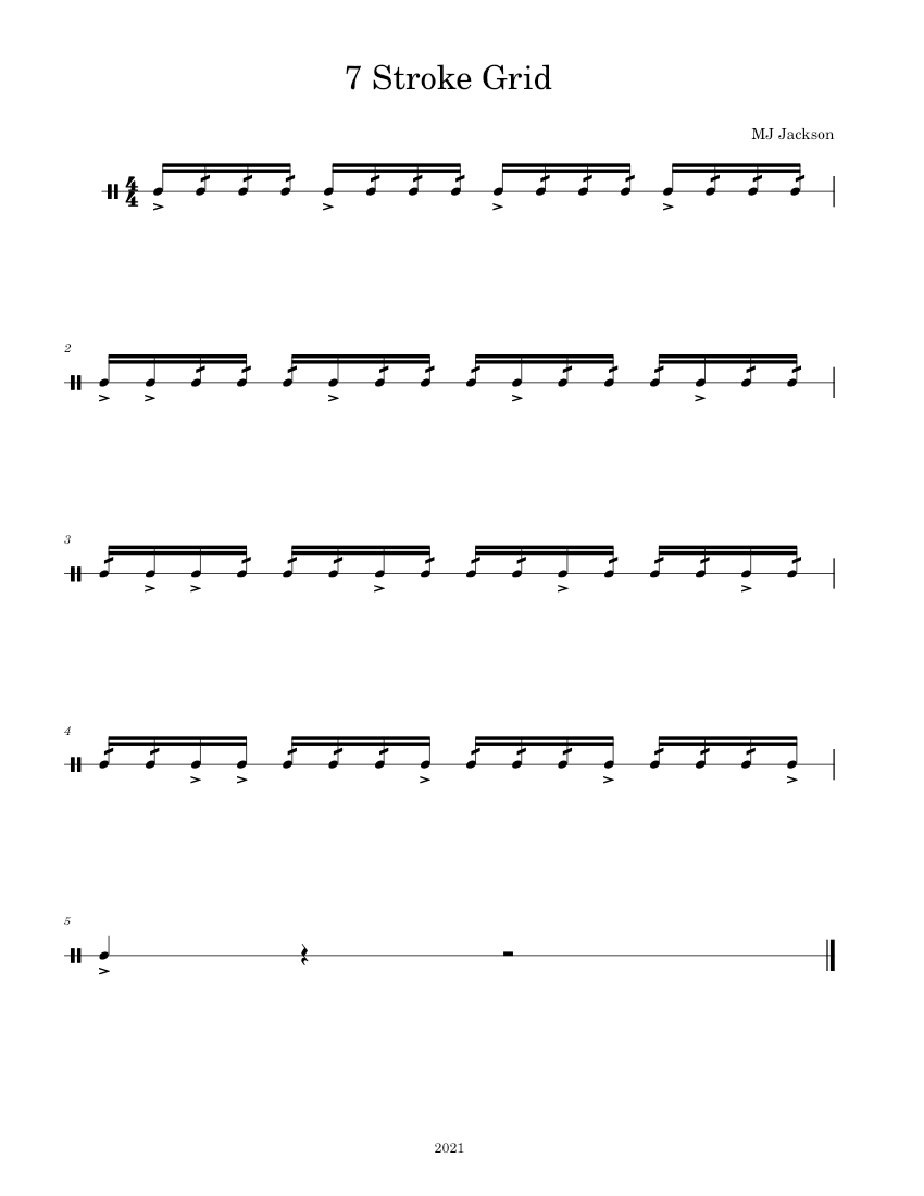 7 Stroke Grid Sheet music for Snare drum (Solo) | Musescore.com
