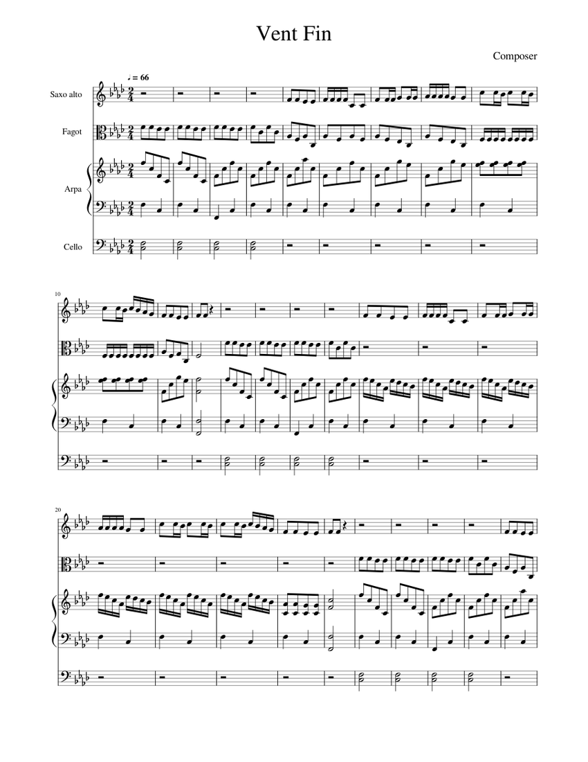 Vent Fin Sheet music for Cello (Solo) | Musescore.com