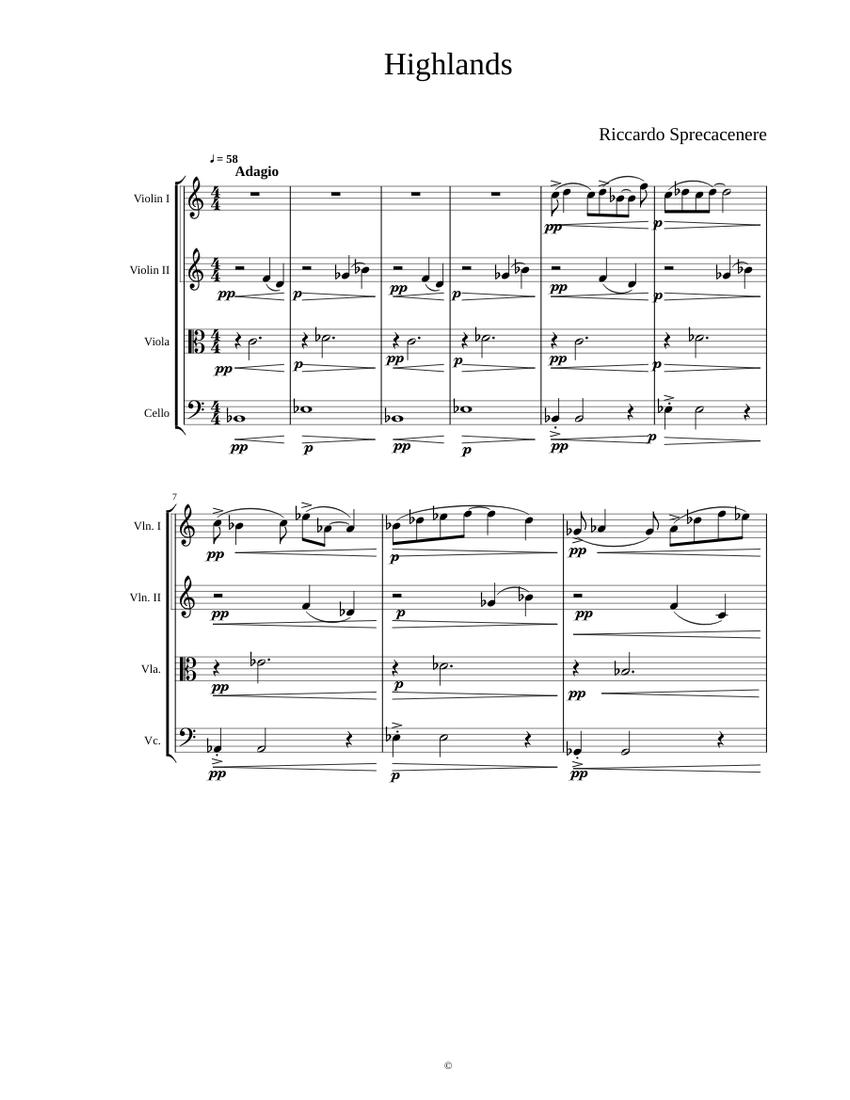Highlands Sheet music for Viola, Cello (String Duet) | Musescore.com