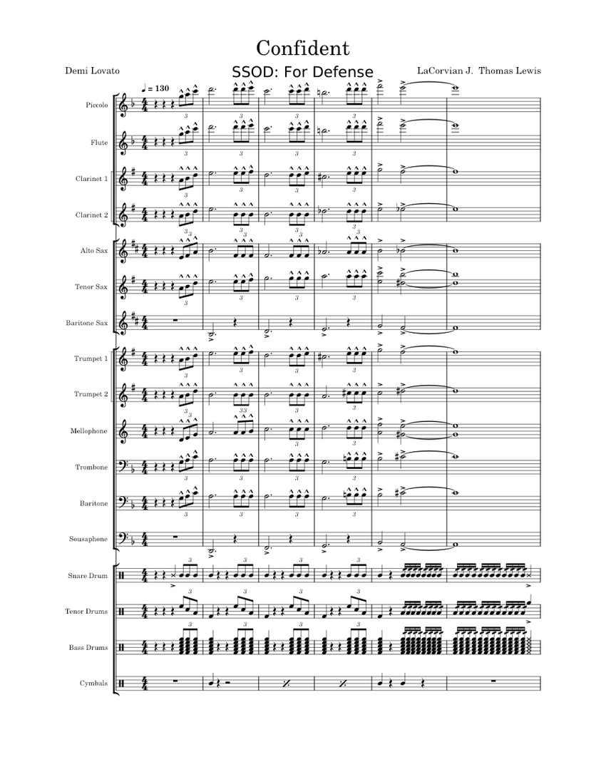 Confident – Demi Lovato Confident Sheet Music for Trombone, Flute ...