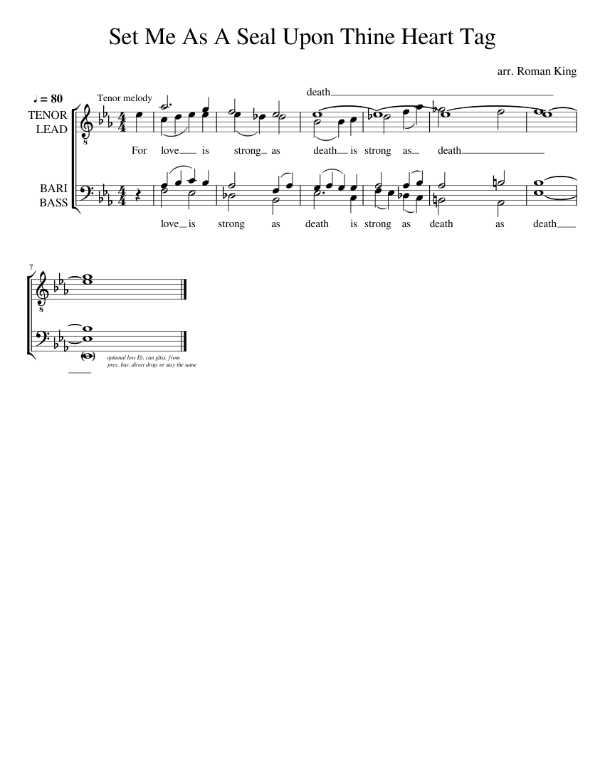 Set Me As A Seal Upon Thine Heart Tag Sheet music for Tenor, Bass voice ...