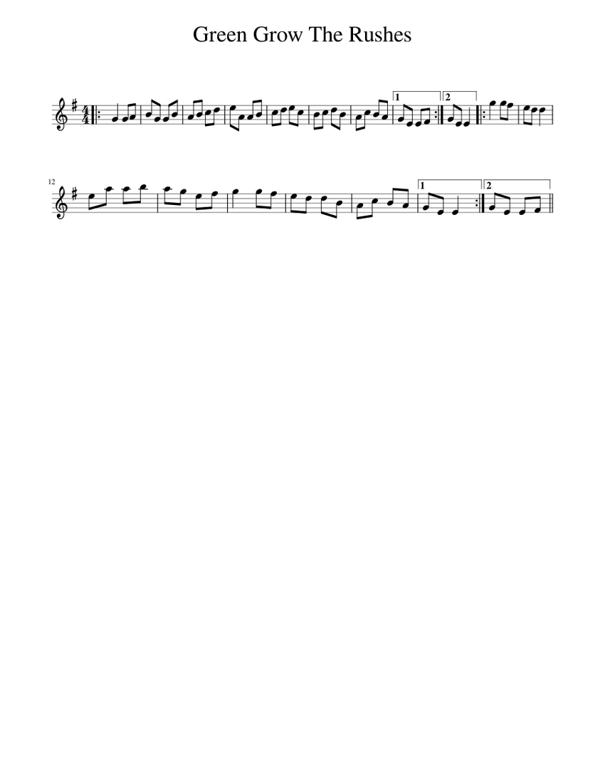 Green Grow The Rushes Sheet music for Piano (Solo) Easy | Musescore.com