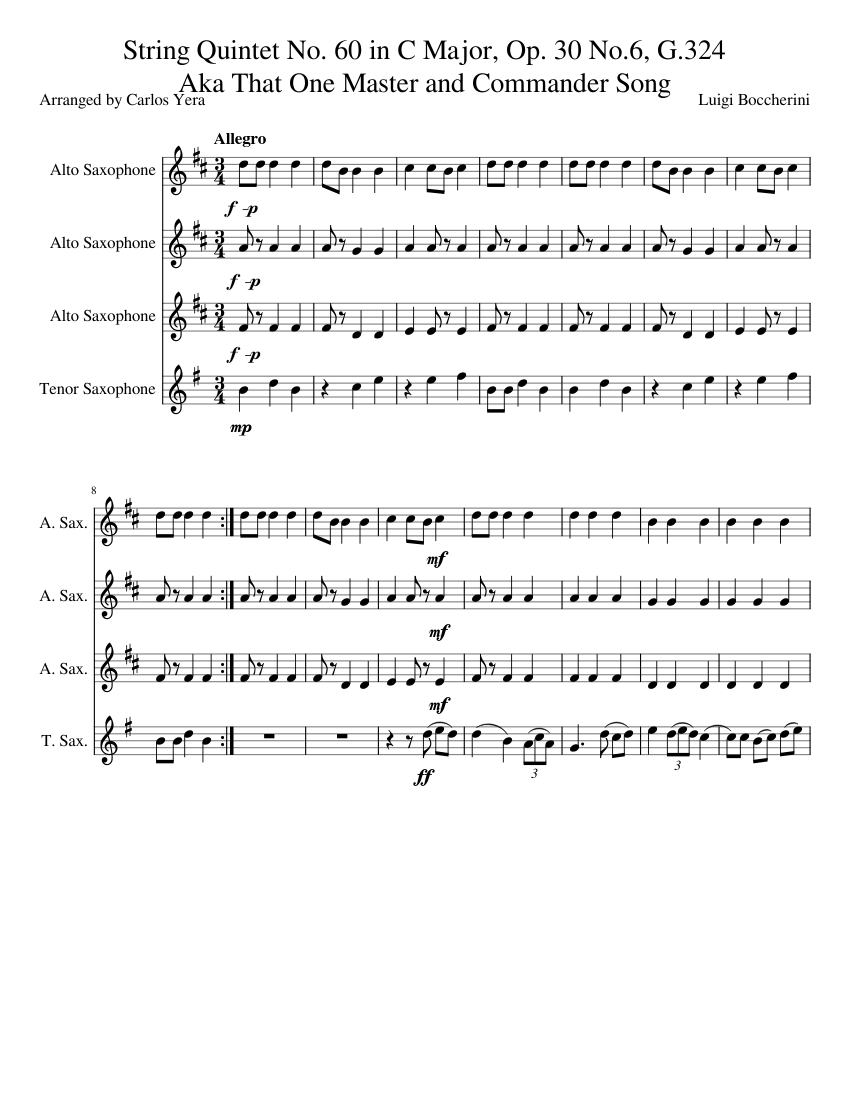 Master and Commander Outro Song Sheet music for Saxophone alto ...