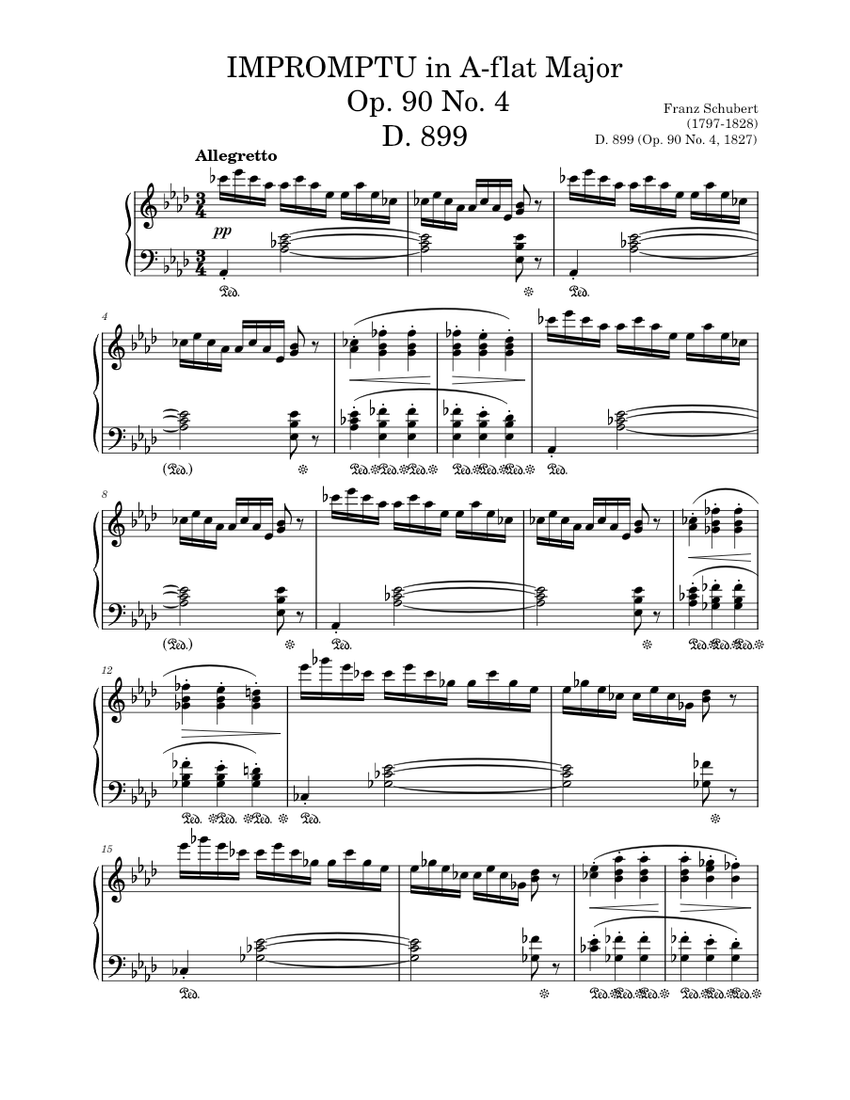 Impromptu in A-flat Major (Op. 90 No. 4 D. 899), F. Schubert Sheet music for Piano (Solo ...