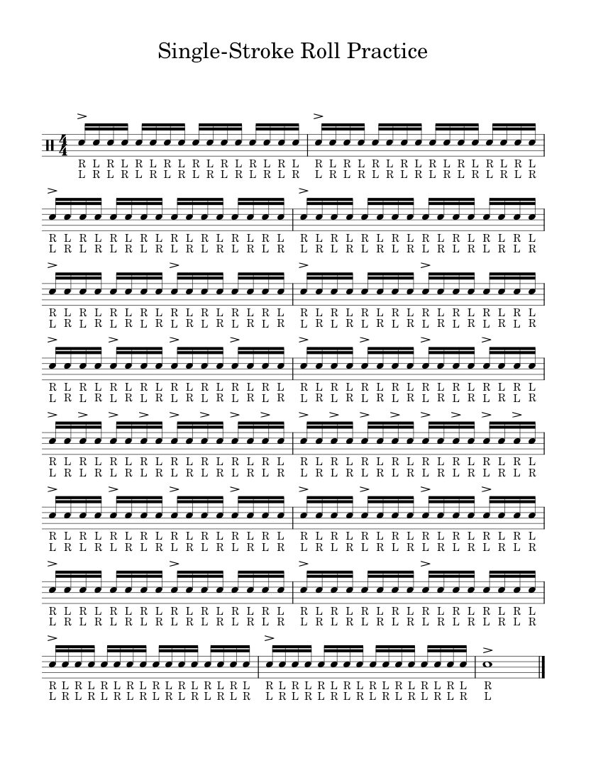 Single-Stroke Roll Practice Sheet Music for Drum group (Solo ...