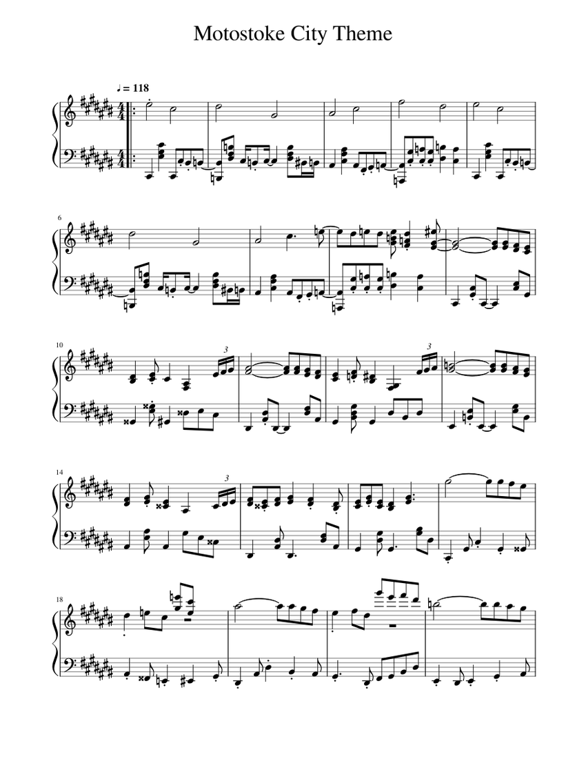 Motostoke City Theme Sheet Music for Piano (Solo) | MuseScore.com