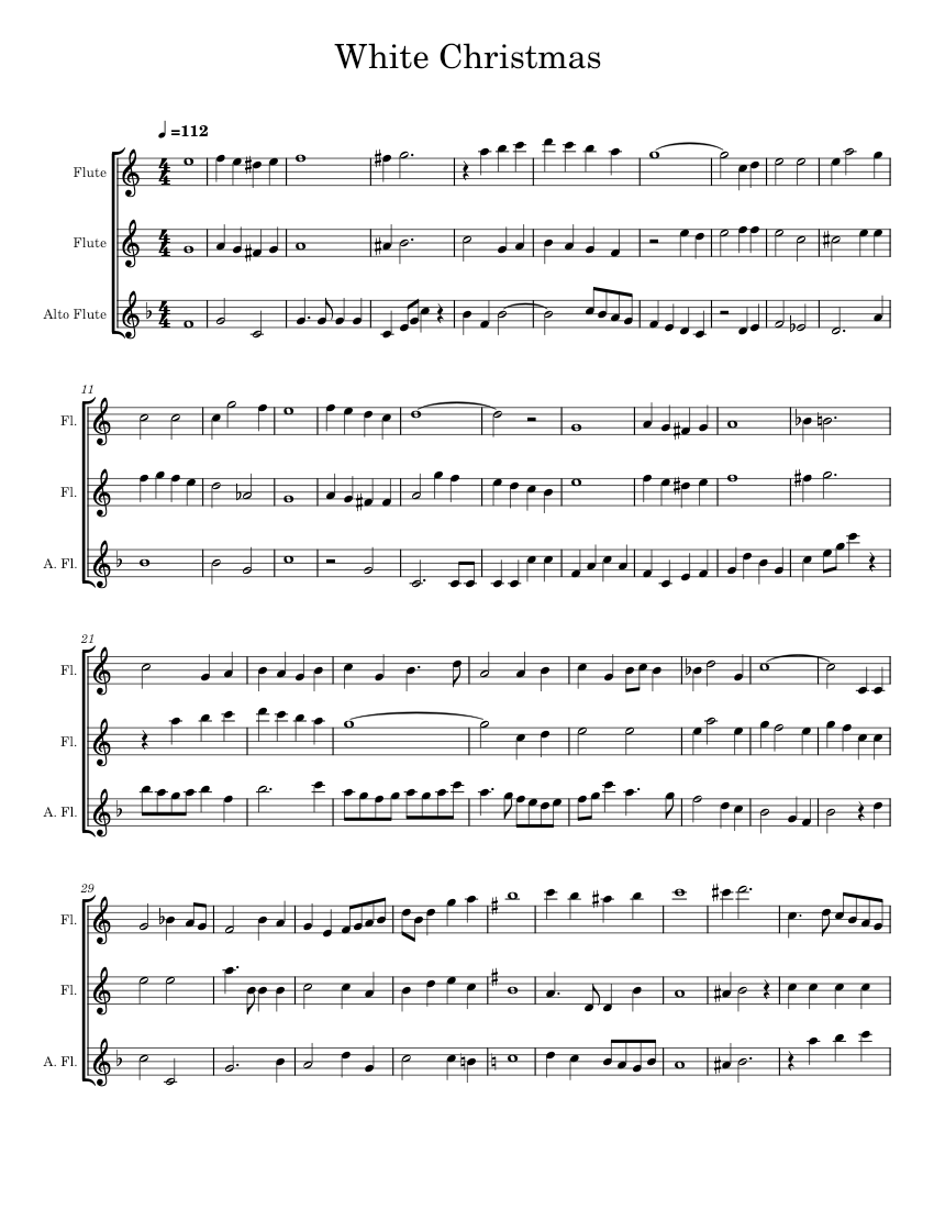 White christmas – Bing Crosby White Christmas Flute Trio Sheet music ...