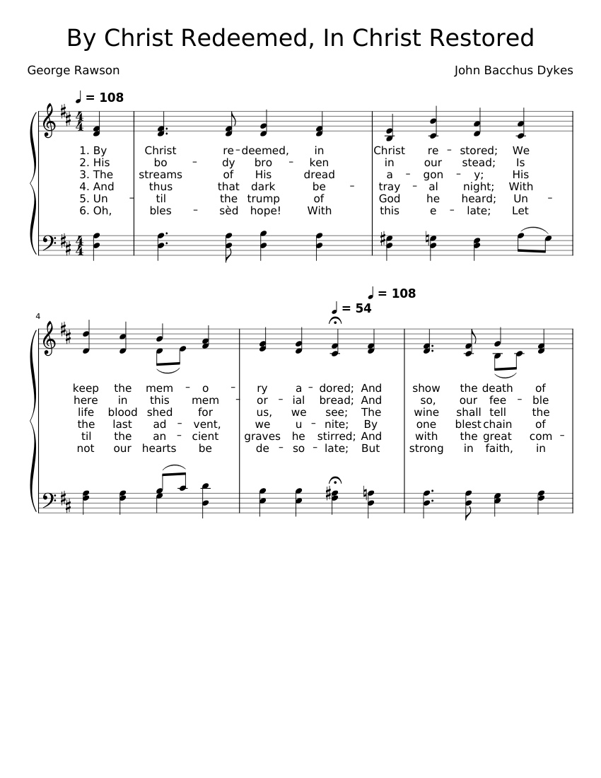 By Christ Redeemed, In Christ Restored Sheet music for Piano (Solo ...