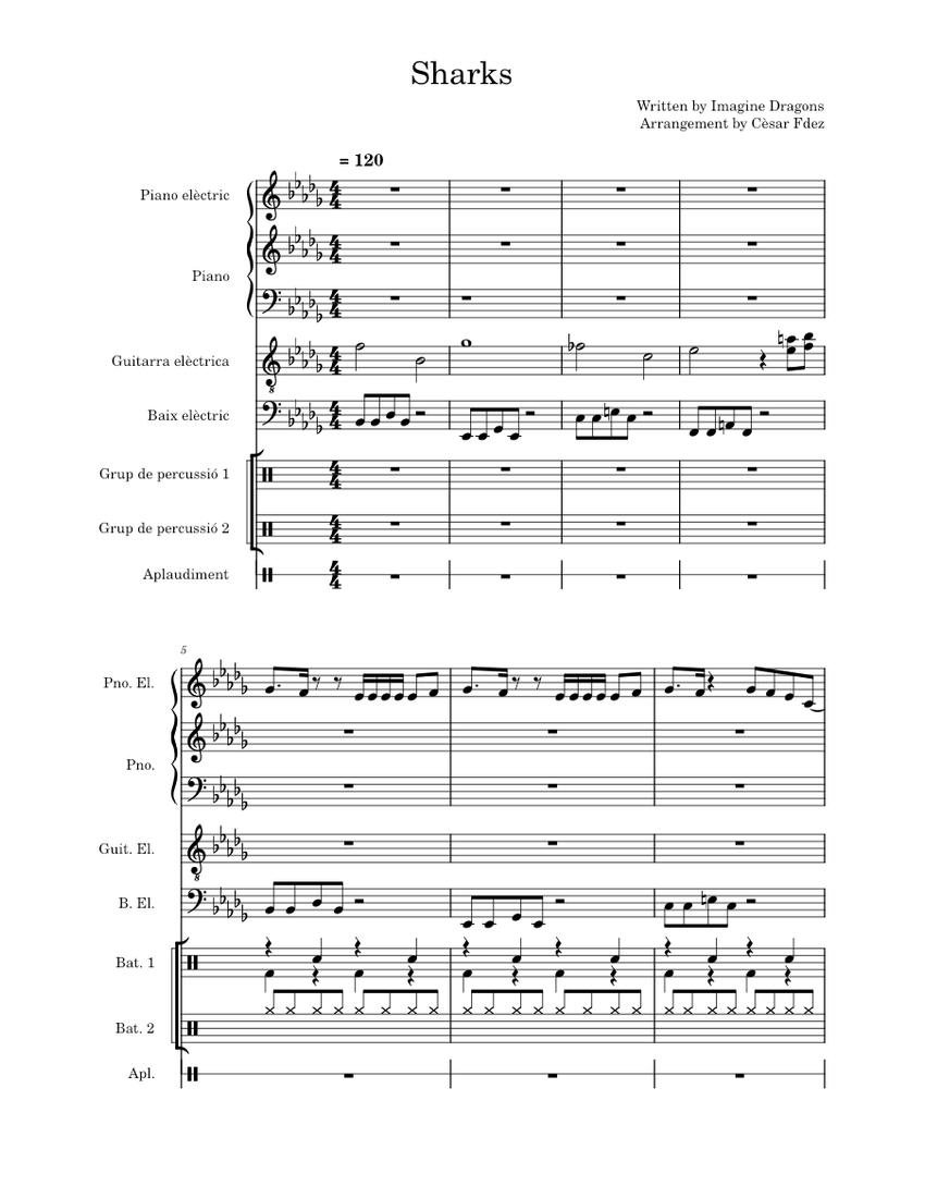 Sharks – Imagine Dragons Sheet music for Piano, Guitar, Bass guitar ...