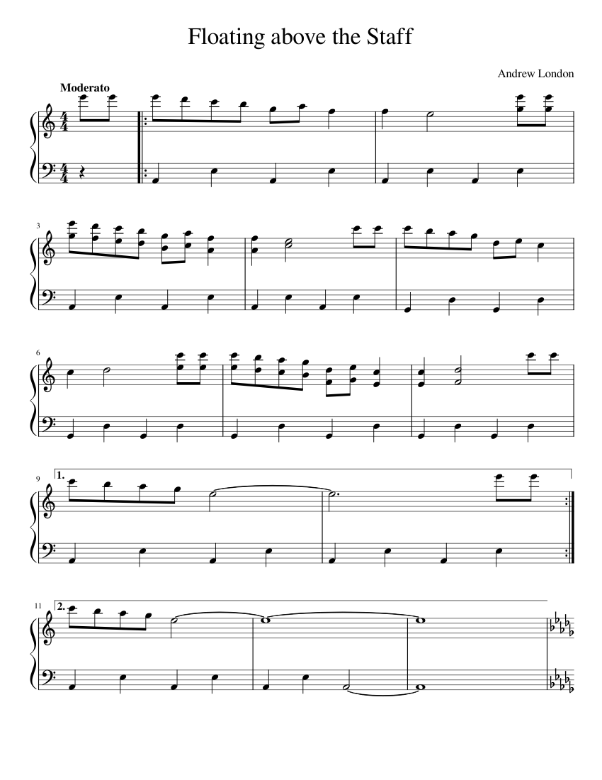 Floating Above The Staff Sheet music for Piano (Solo) | Musescore.com