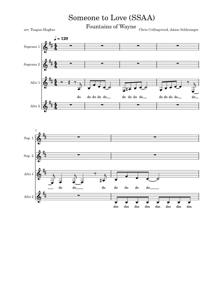 Someone to Love (SSAA) Sheet Music for Piano (A Capella) | MuseScore.com