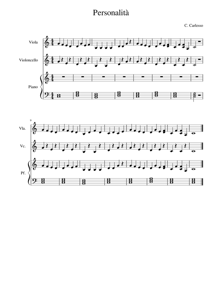 Personality Sheet music for Piano, Viola, Cello (Mixed Trio ...