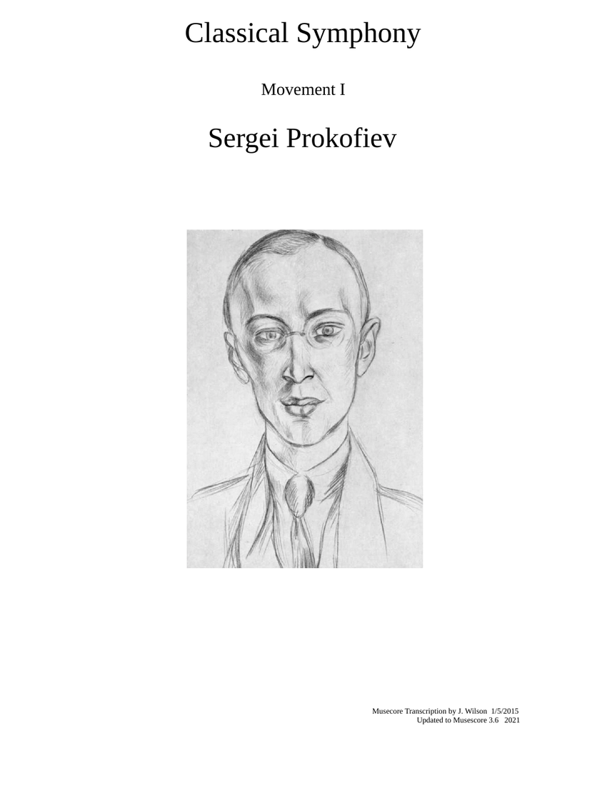 Prokofiev Classical Symphony Movement I Sheet Music for Flute, Oboe ...