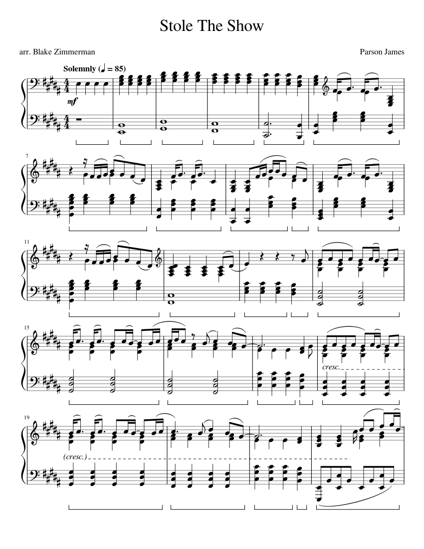 Stole the show – Parson James Sheet music for Piano (Solo) | Musescore.com