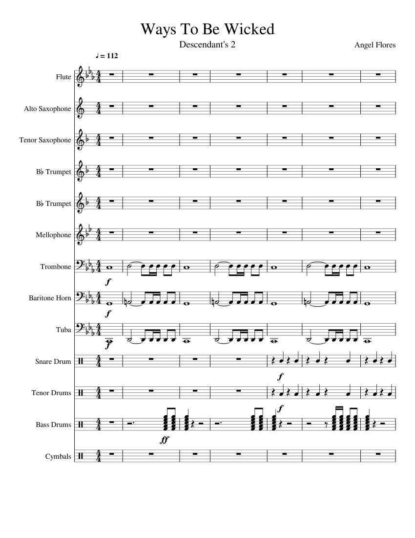 Ways To Be Wicked Sheet Music for Trombone, Tuba, Mellophone, Flute ...