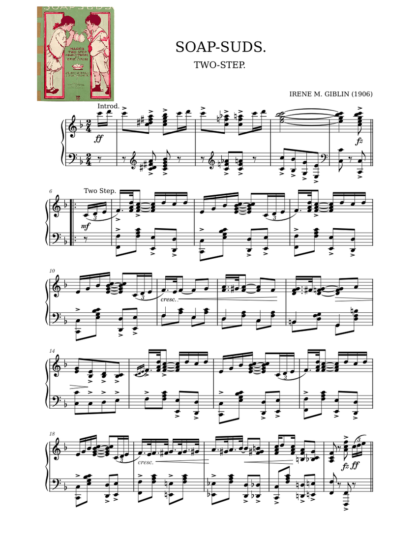 Soap Suds by Irene M. Giblin (1906) Sheet music for Piano (Solo ...
