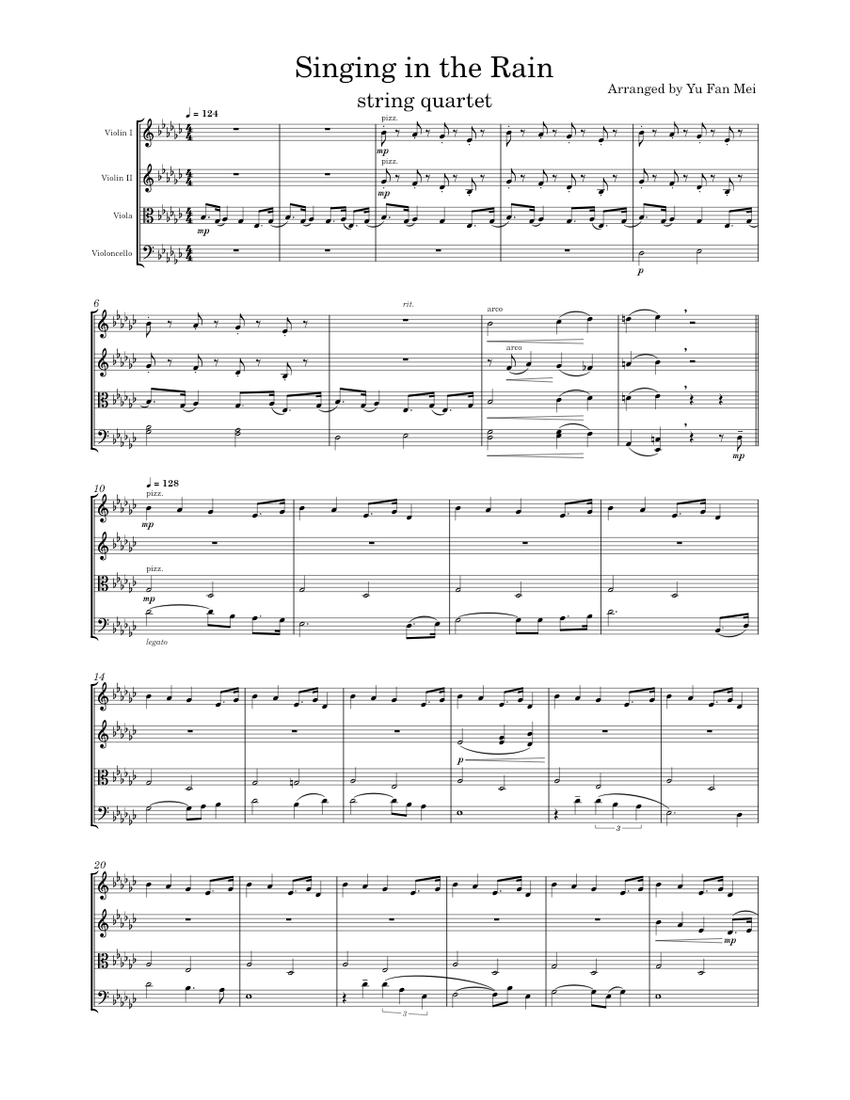 Singin' in the rain Sheet Music for Violin, Viola, Cello (String ...