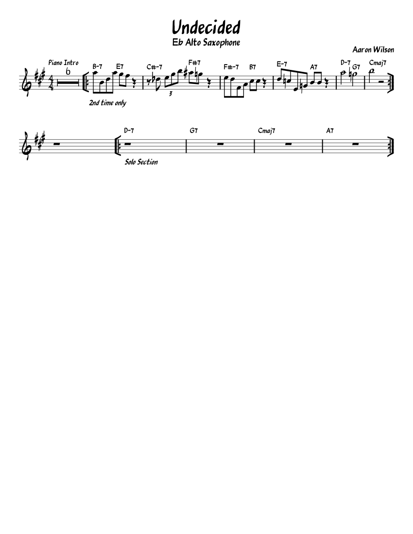 Undecided Eb Alto Saxophone Sheet Music for Saxophone alto (Solo ...